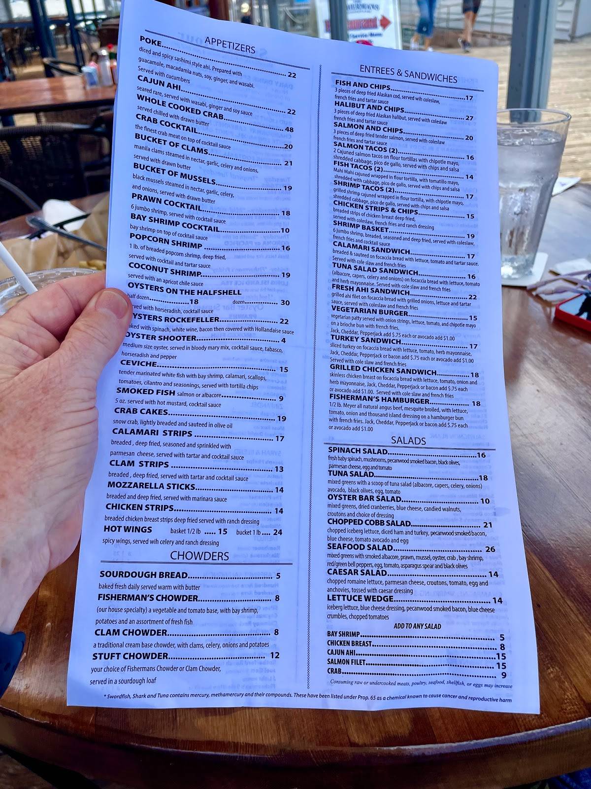Menu at Fisherman's Restaurant & Bar, San Clemente