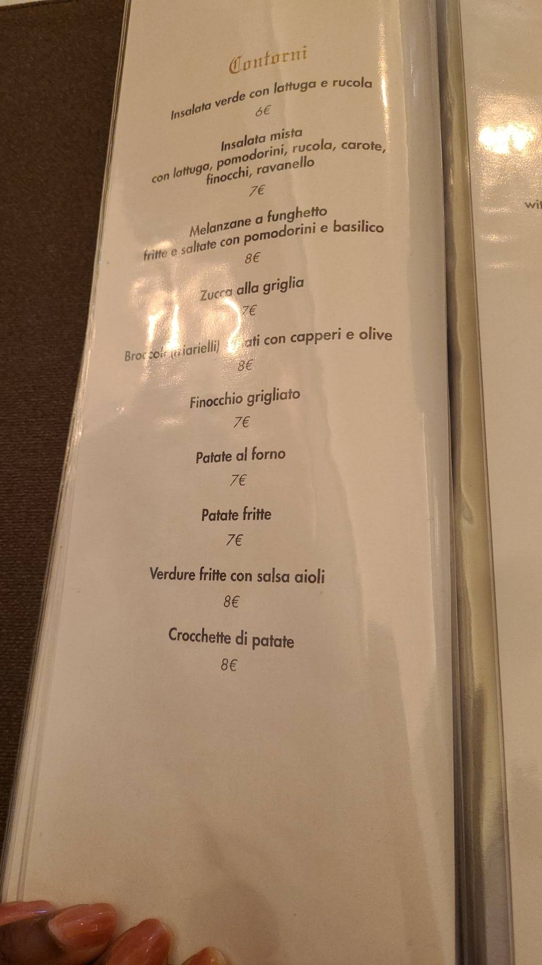 Menu at Saraceno d'Oro restaurant, Positano