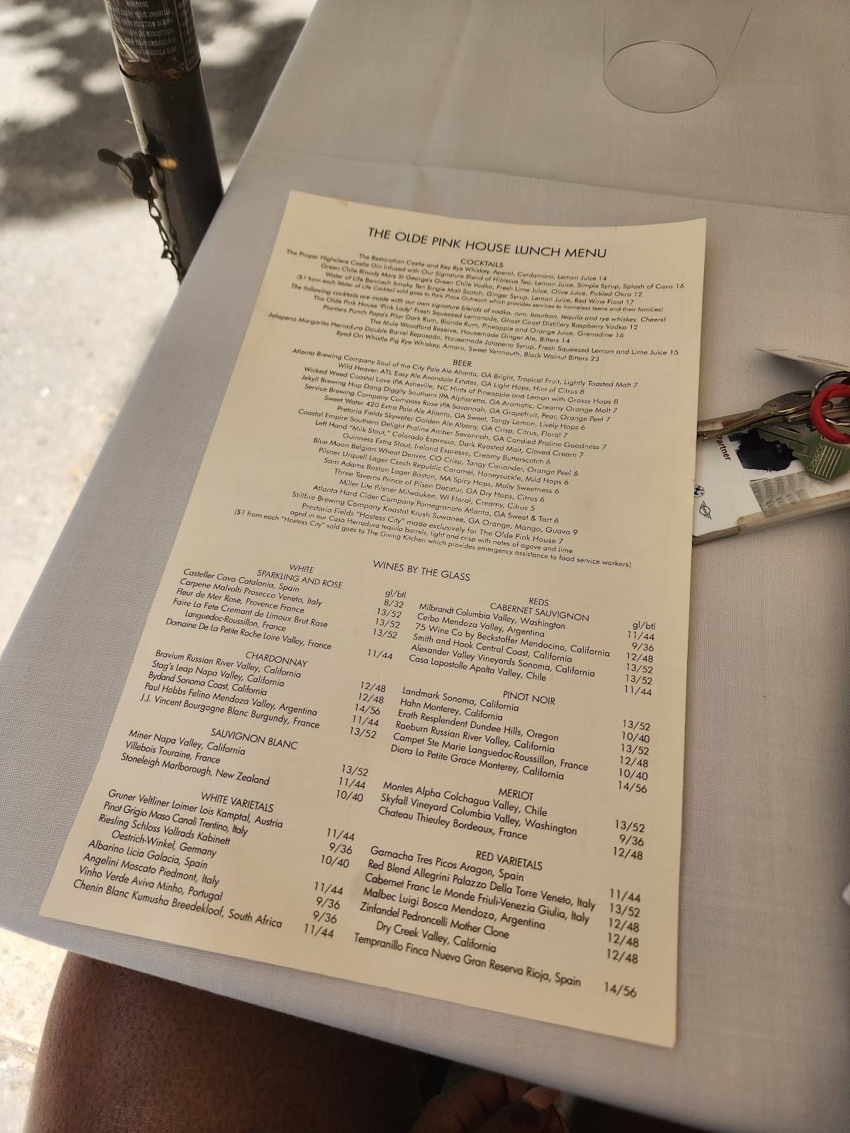 Menu at The Olde Pink House pub & bar, Savannah