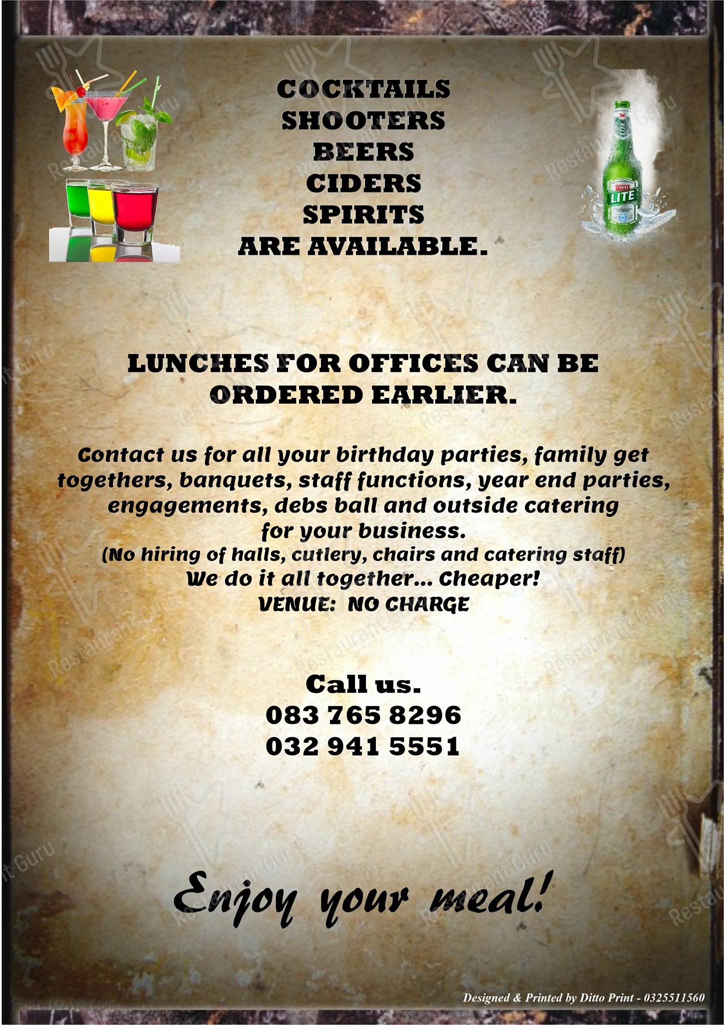 Menu at Seabelle Restaurant, Tongaat