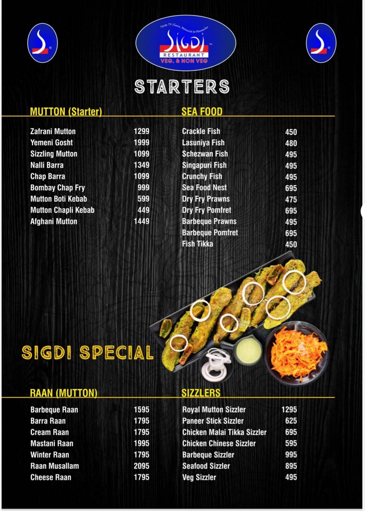 Menu at Sigdi Restaurant, Panchgani