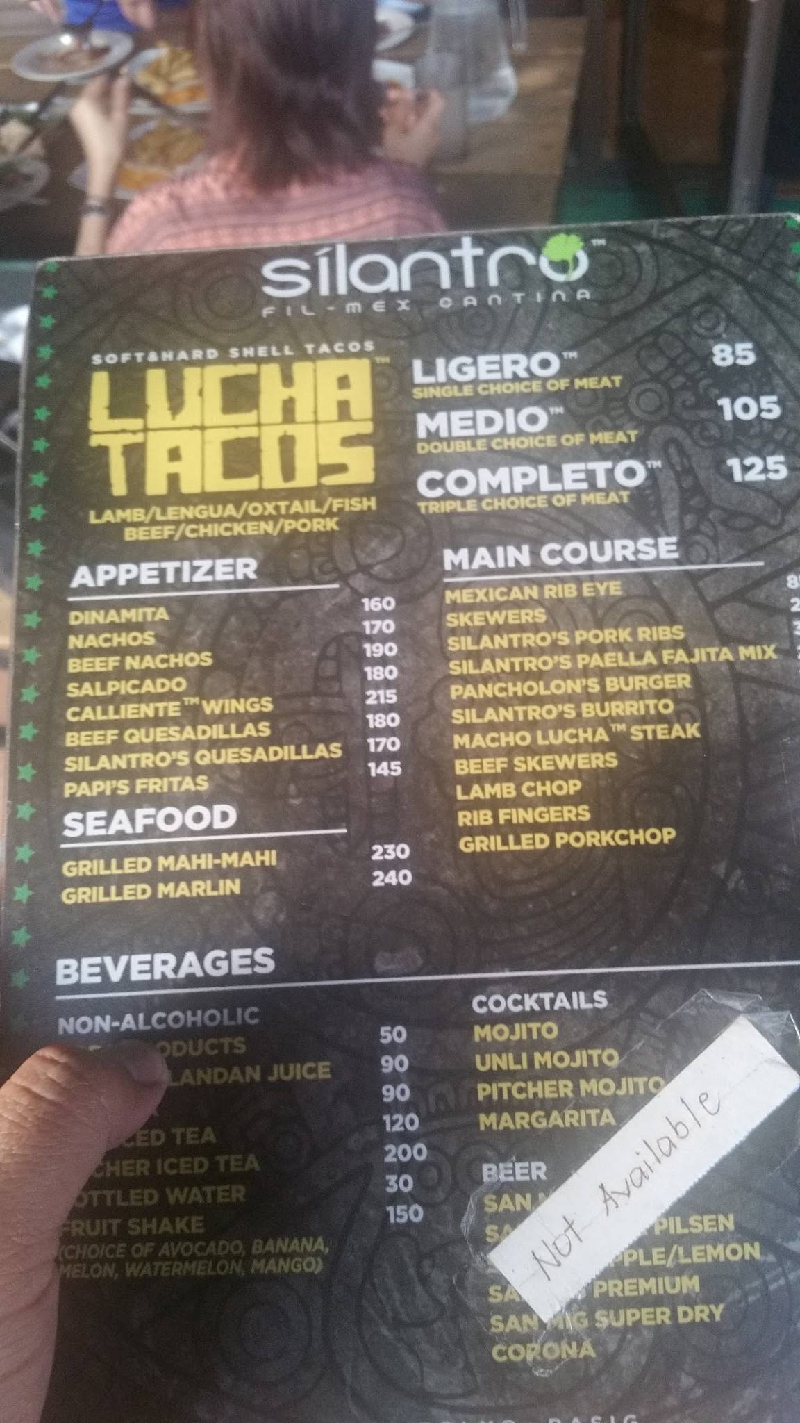 Menu at Silantro Fil-Mex Cantina restaurant, Pasig
