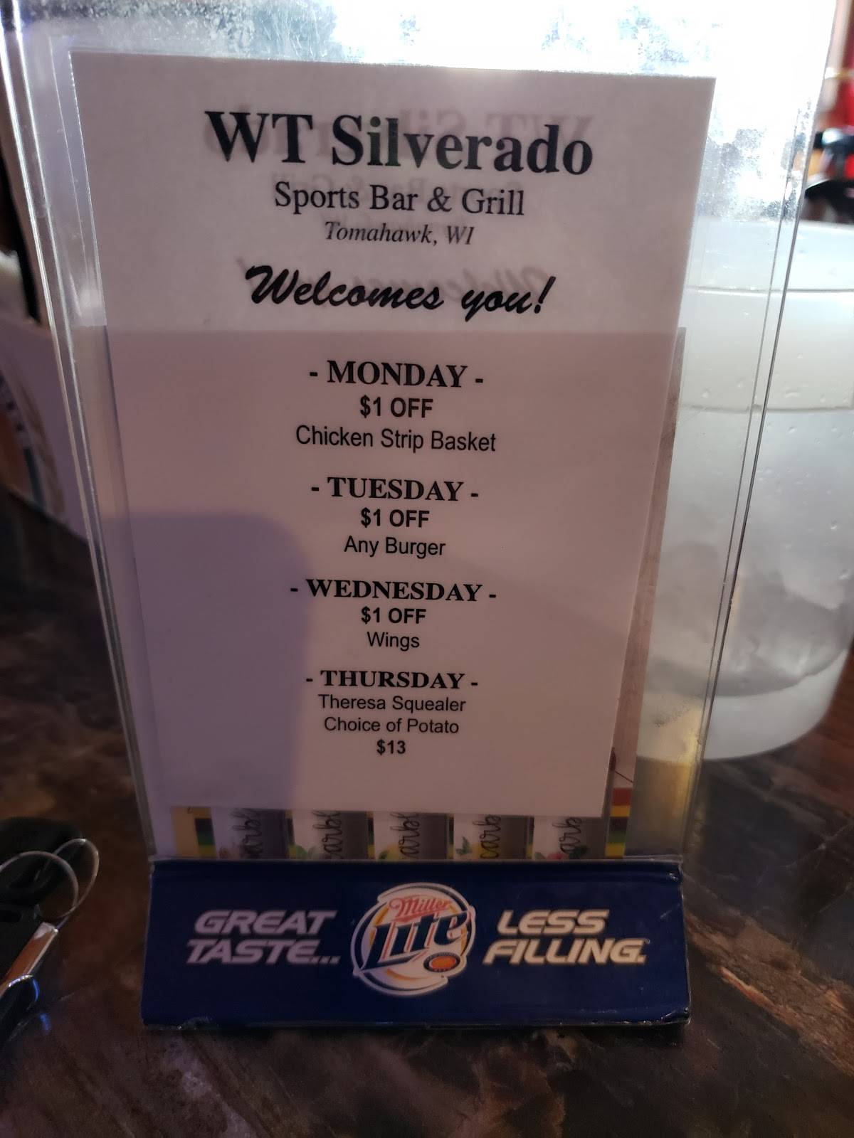 Menu at Silverado Co pub & bar, Tomahawk