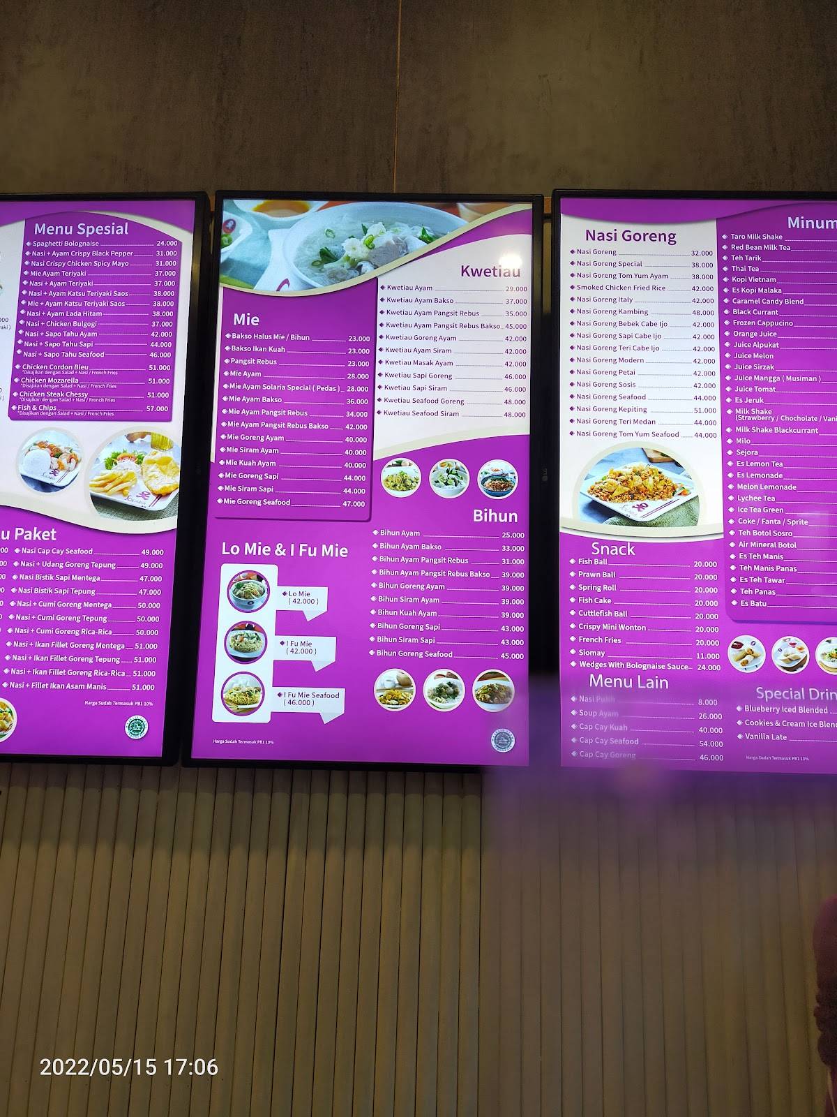 Menu at Solaria - Hollywood Junction Jababeka restaurant, Bekasi Regency
