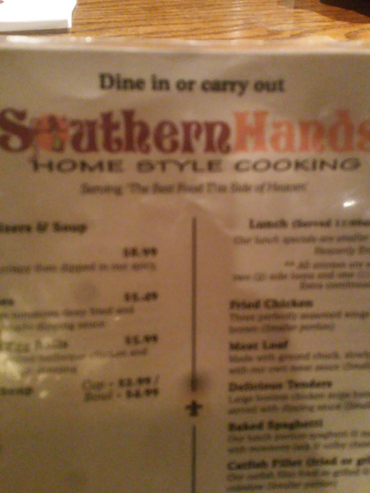 Menu at Southern Hands Homestyle Cooking restaurant, Memphis, Winchester Rd