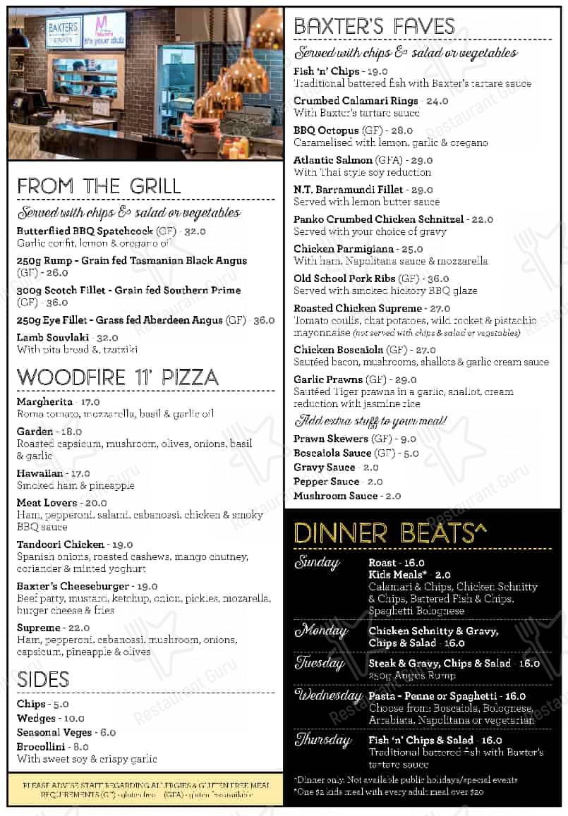 Menu at St George Masonic Club (Masos), Mortdale