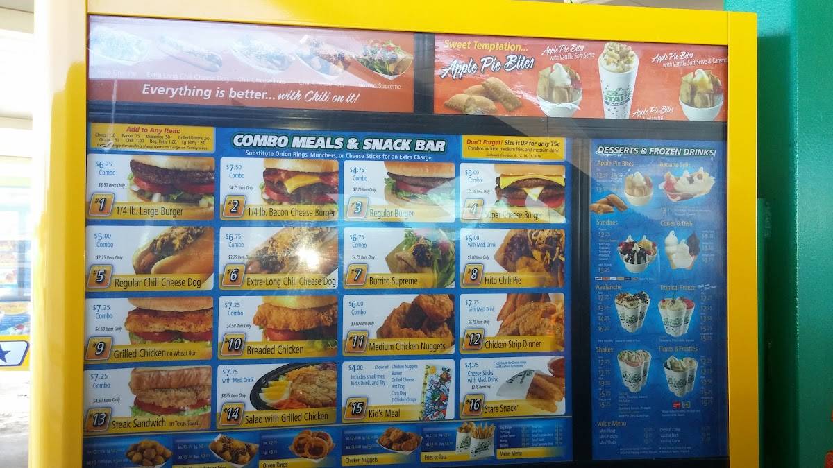 Menu at Stars Drive-in fast food, Amarillo