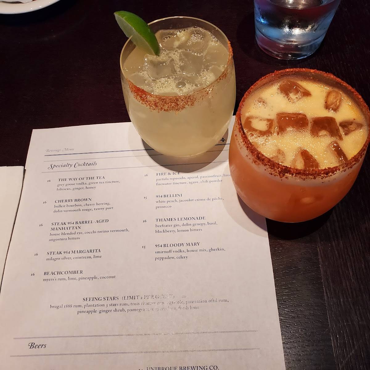 Menu at Steak 954 steakhouse, Fort Lauderdale