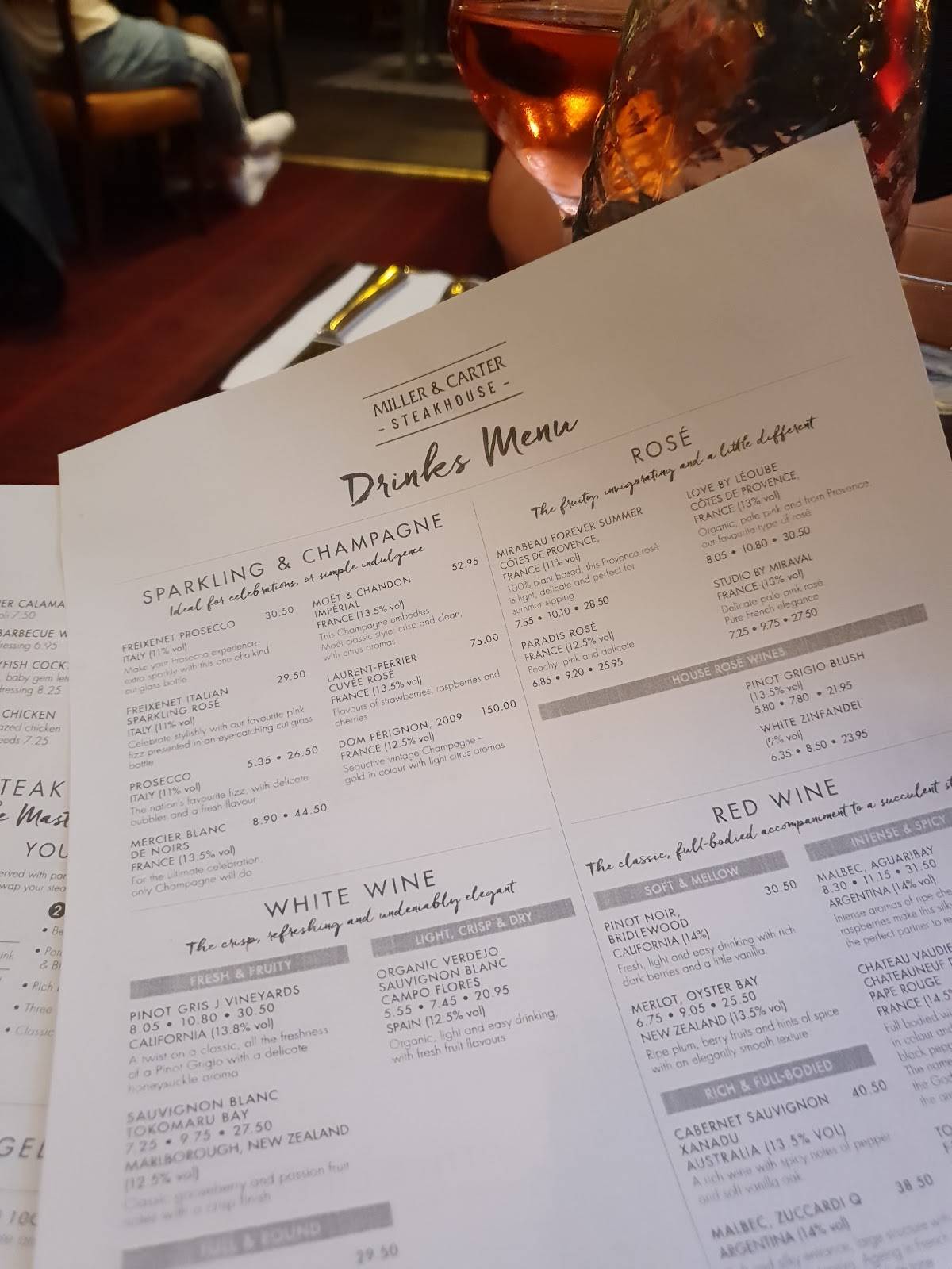 Menu at Miller & Carter Glasgow steakhouse, Glasgow, 47 St Vincent St