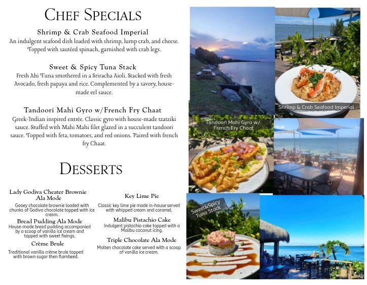 Menu at The Shack Riverfront Restaurant & Outback Tiki bar, Palm Bay