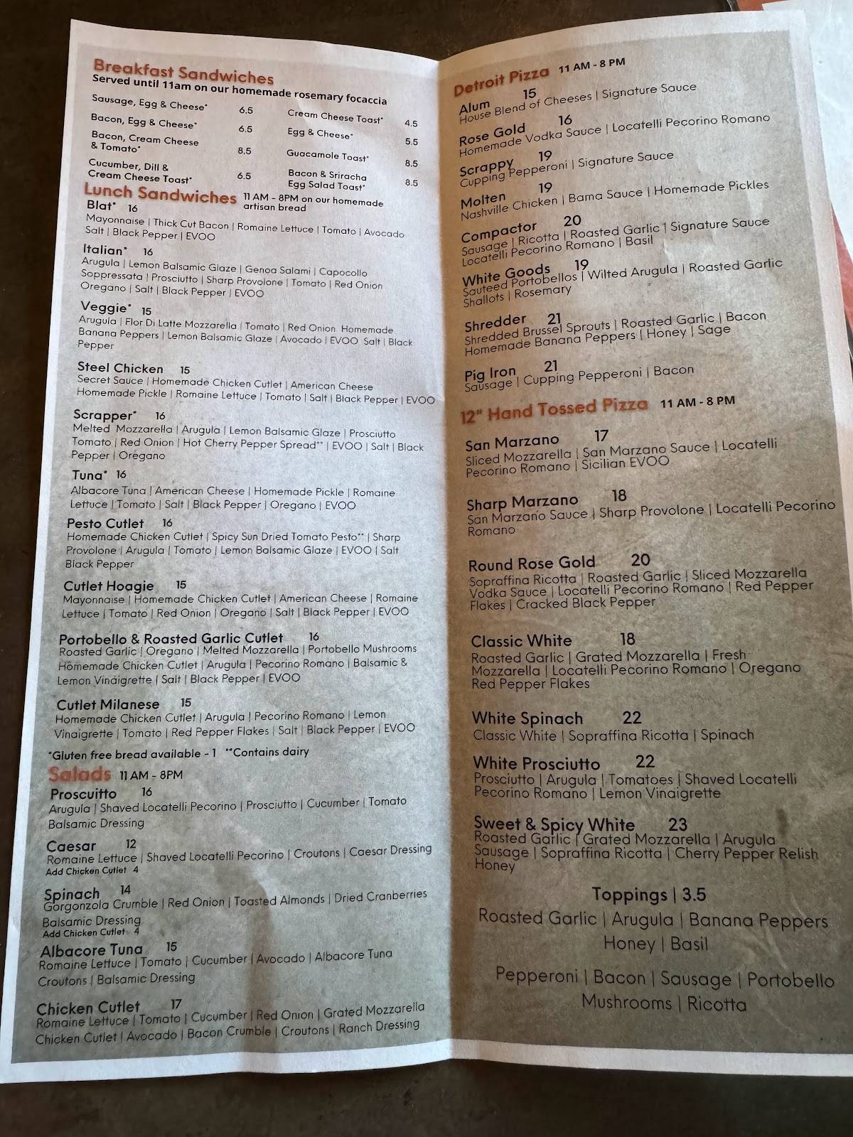 Menu at Steel Penny Cafe, Hatboro