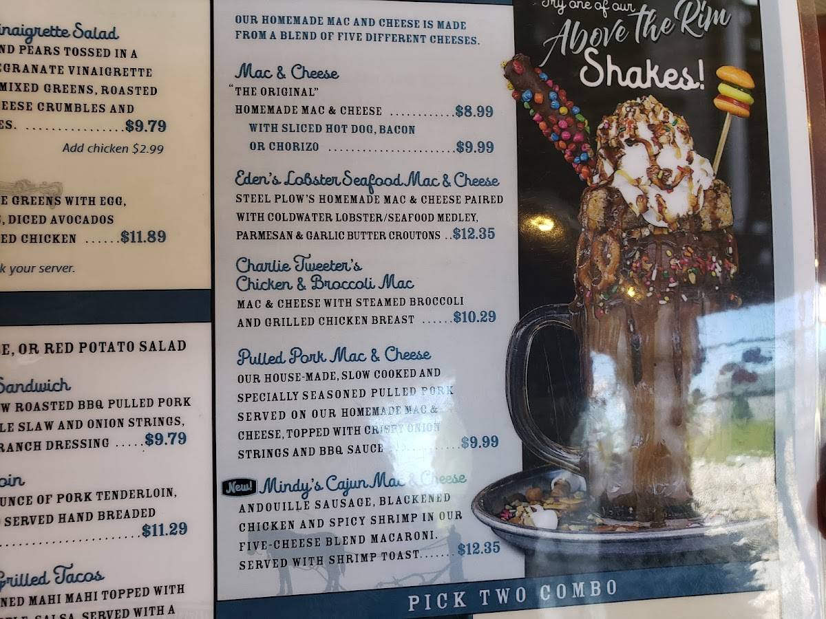 Menu at Steel Plow Burger Company restaurant, Davenport