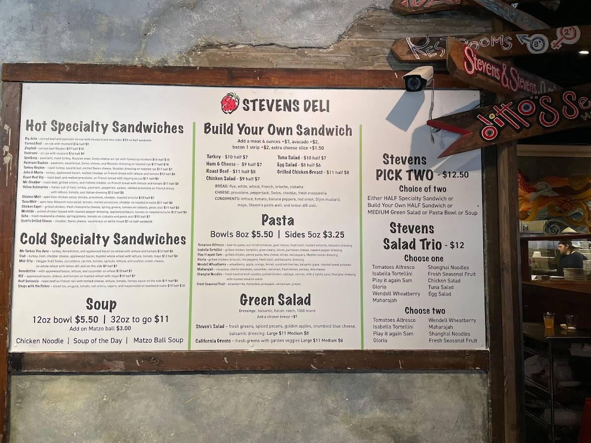 Menu at Stevens Deli restaurant, Louisville