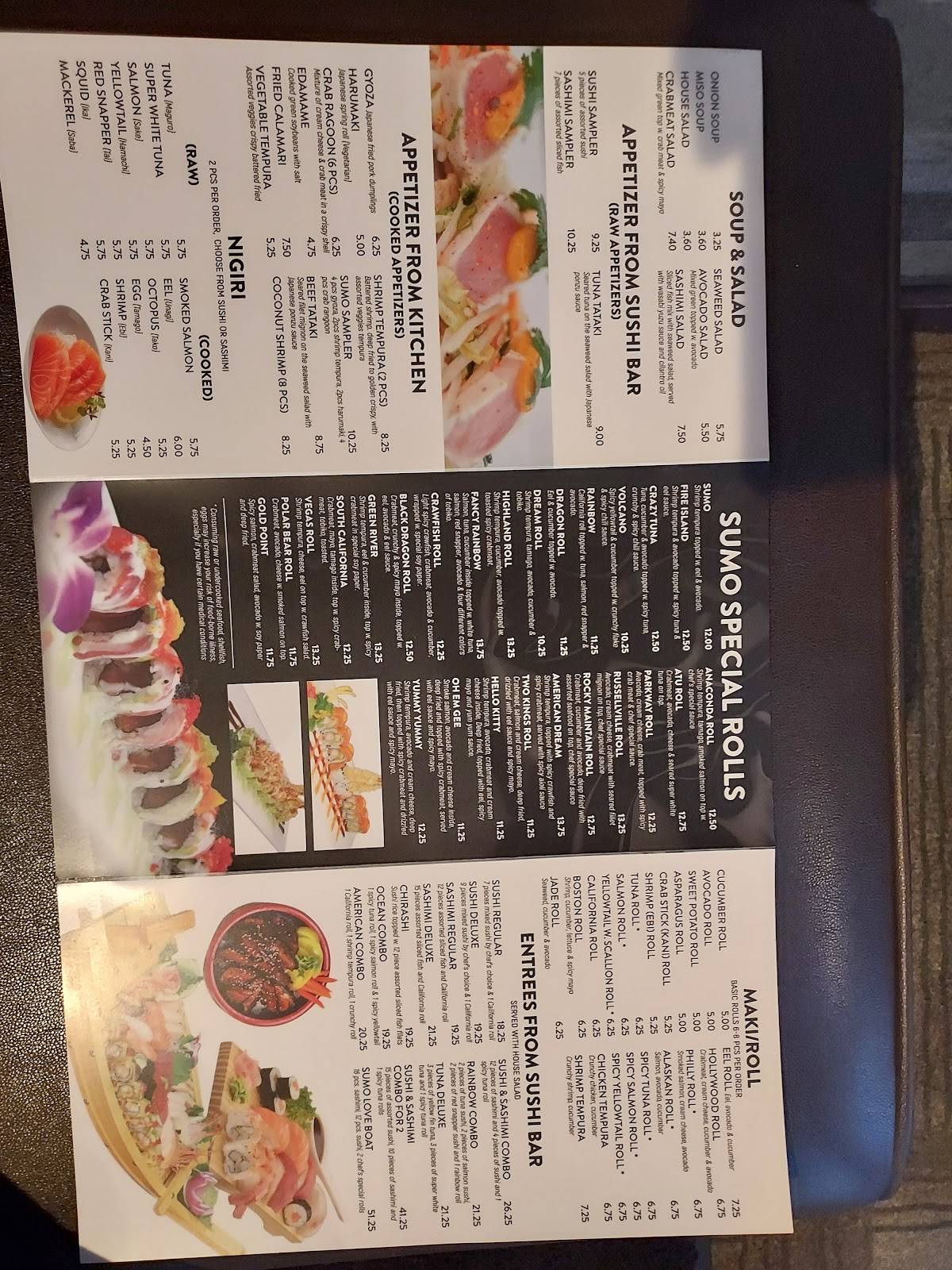 Menu at Sumo Japanese Steakhouse & Sushi Bar, Russellville