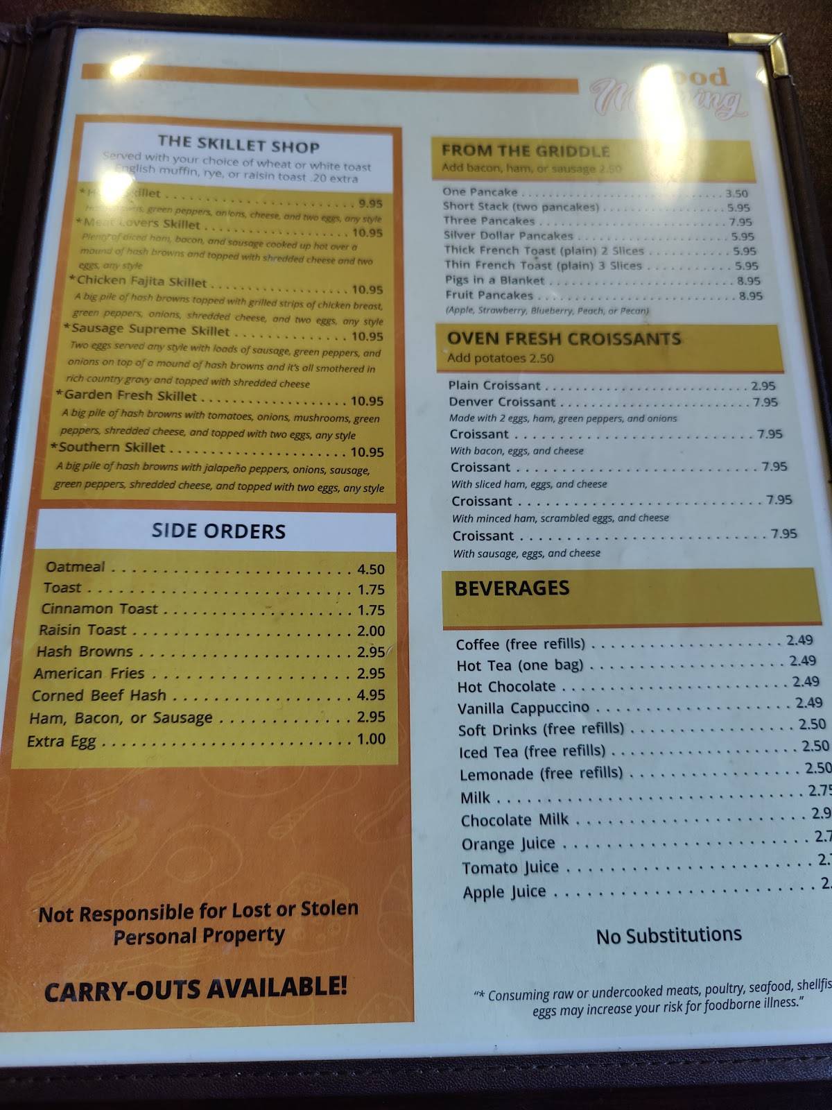 Menu at Sunshine Family Restaurant West, Dubuque, John F Kennedy Rd
