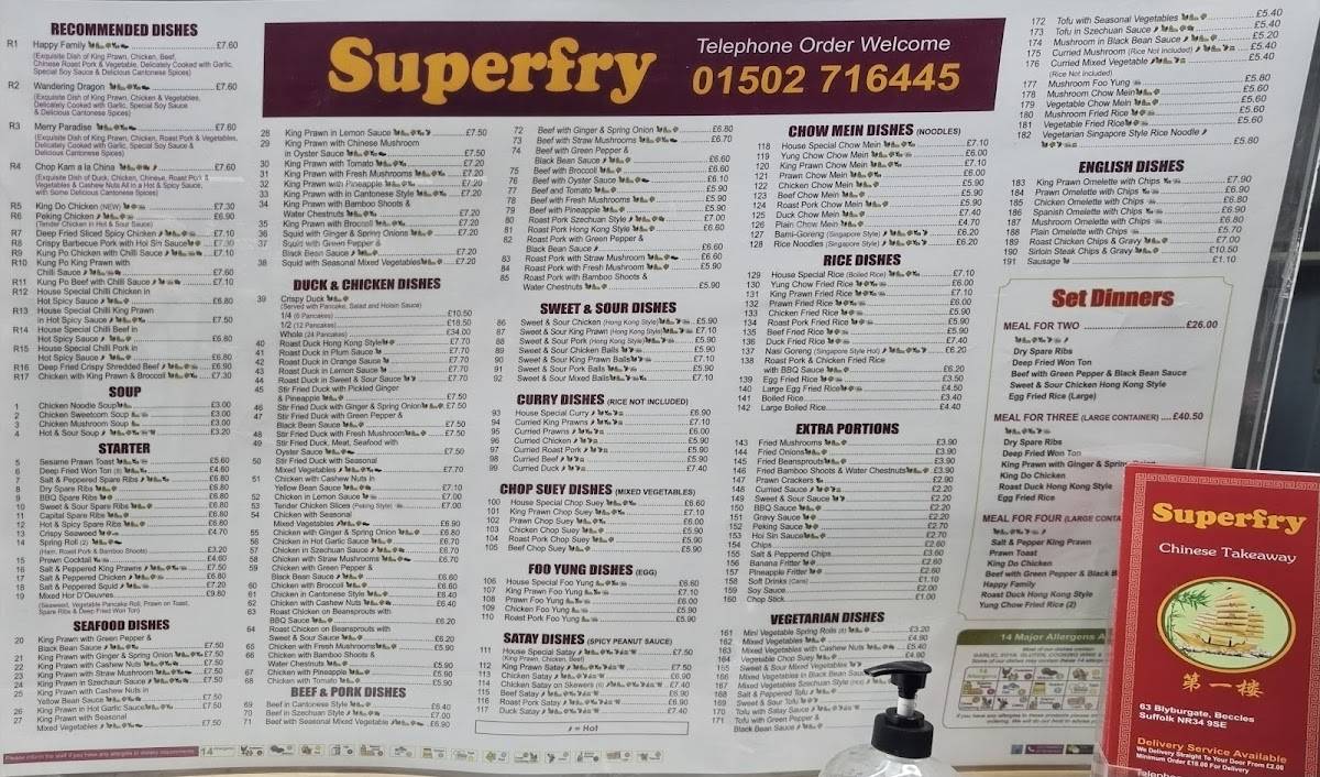 Menu at Superfry Ltd fast food, Beccles, 63 Blyburgate