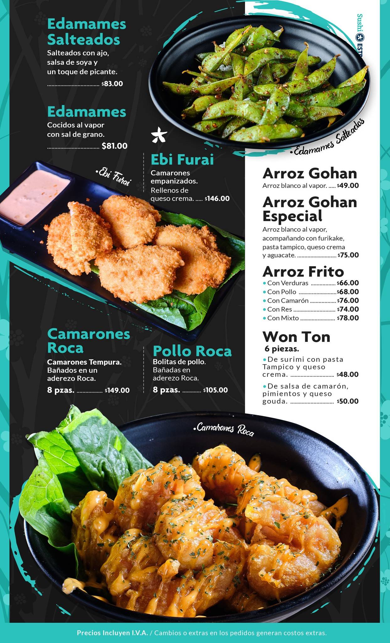 Carta del restaurante Sushi Estrella, Reynosa