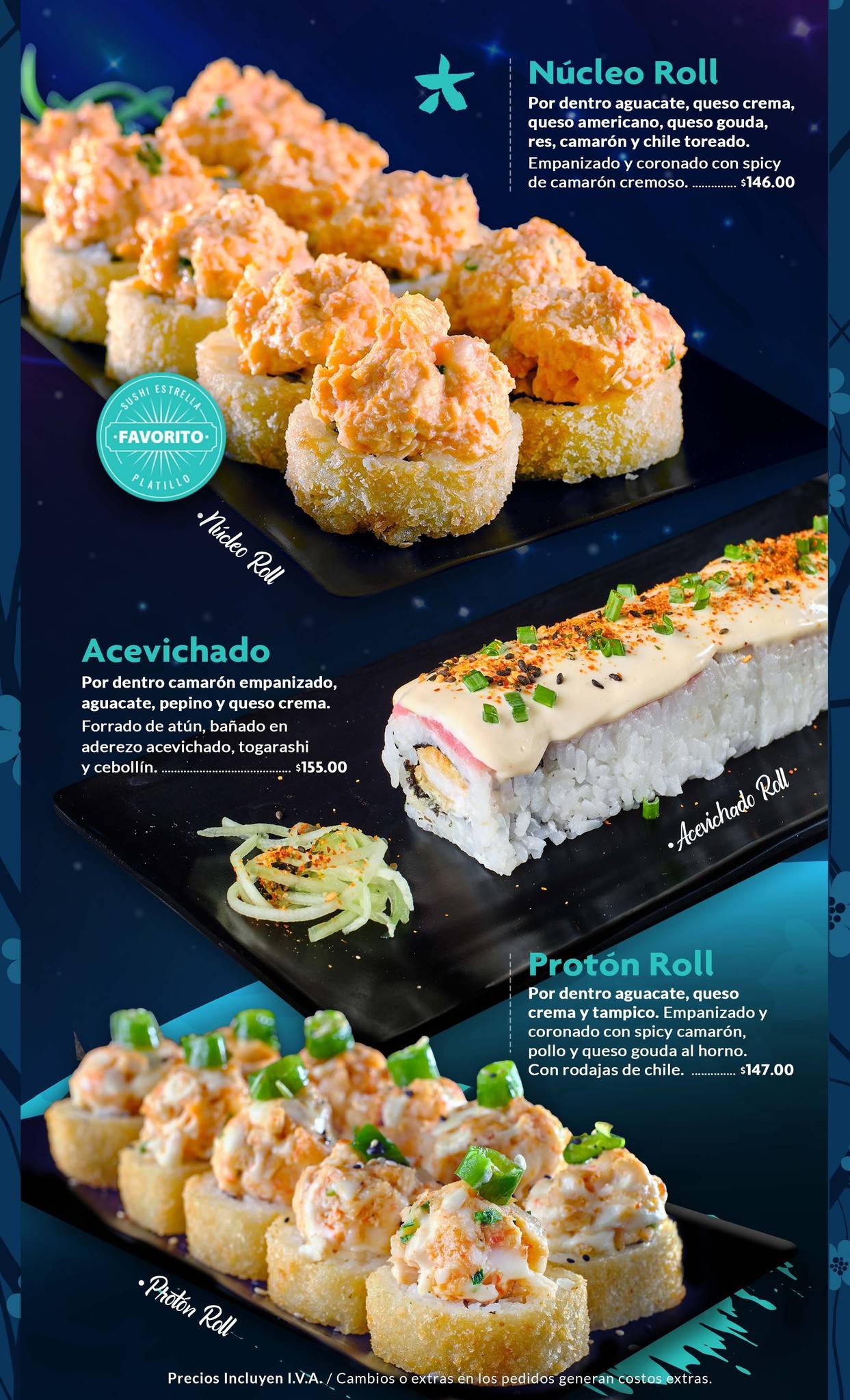 Carta del restaurante Sushi Estrella, Reynosa