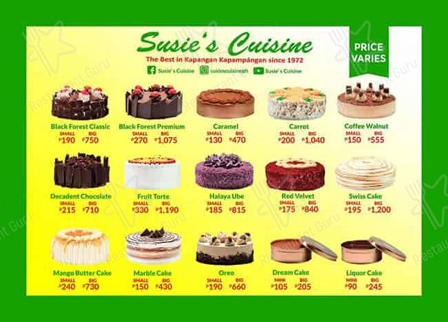Menu at Susie's Cuisine Morato restaurant, Quezon City, Scout Bayoran