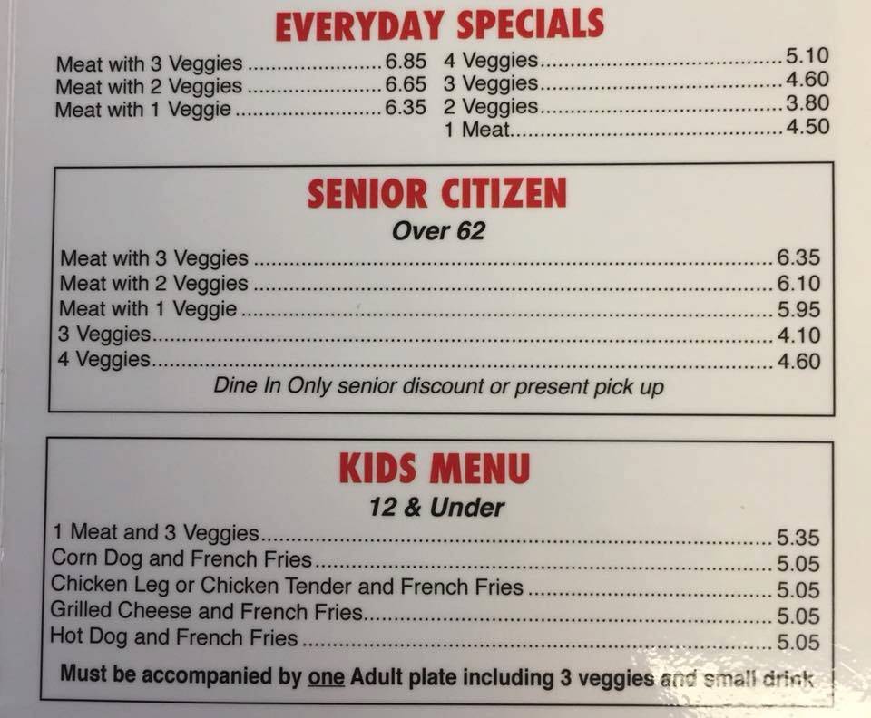Menu at T-Ville Diner restaurant, Thomasville