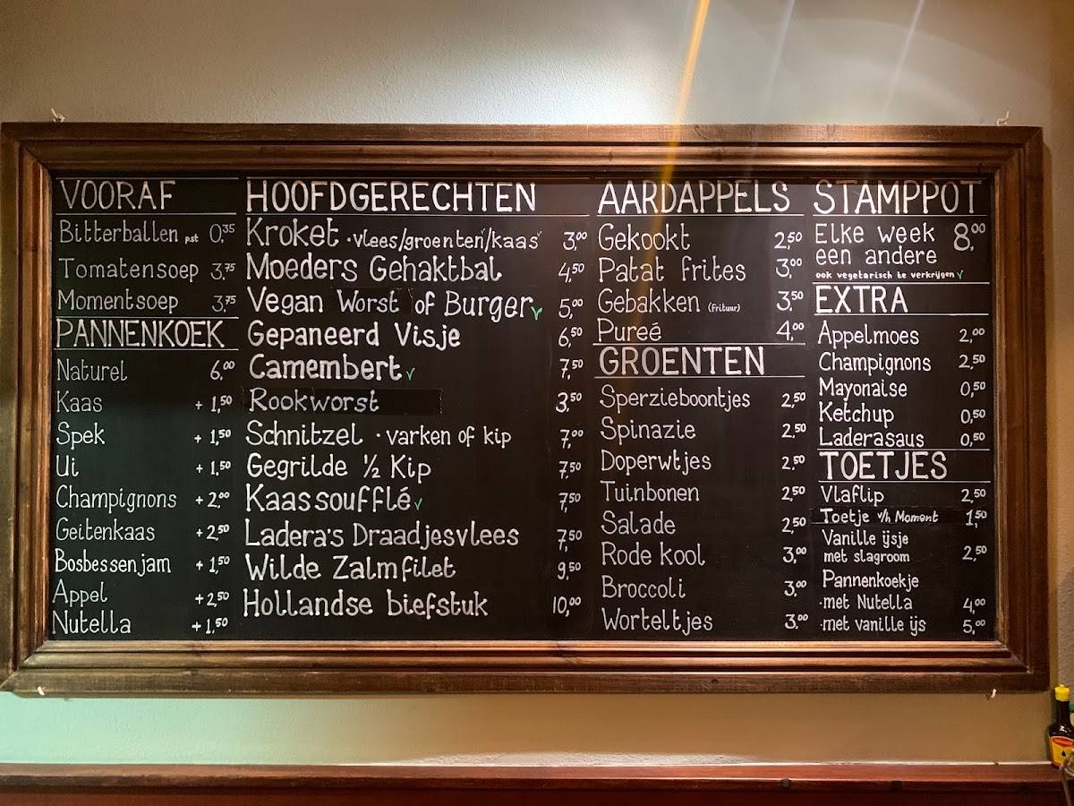 Menu at THUIS by Ladera, Delft