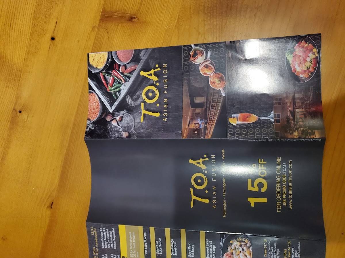 Menu at TOA Asian Fusion (Melville Route 110) restaurant, Melville