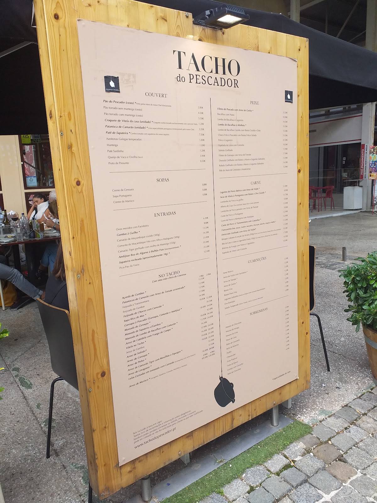 Menu em Tacho do Pescador restaurante, Lisboa