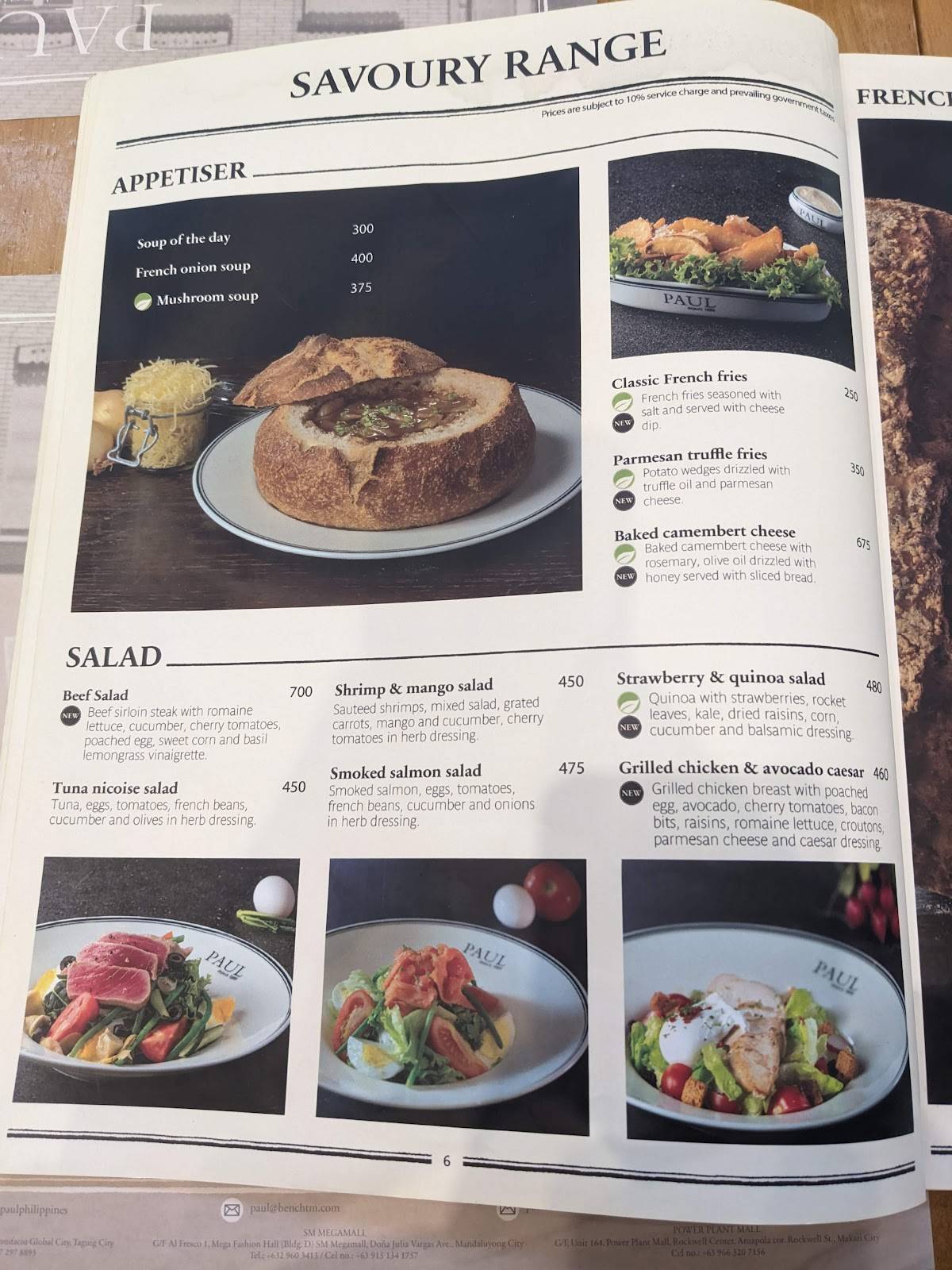 Menu at PAUL Boulangerie et Patisserie cafe, Taguig, G/F Bench Tower