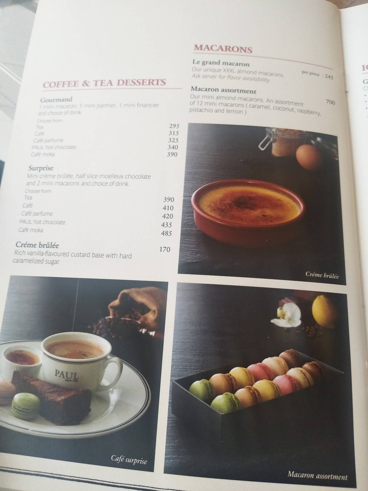 Menu at PAUL Boulangerie et Patisserie cafe, Taguig, G/F Bench Tower