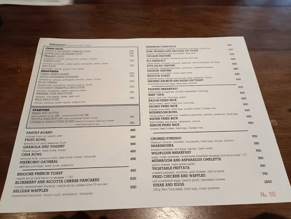 Menu at Wildflour Restaurant - BGC, Taguig, Ground Floor Six/NEO 4th Avenue