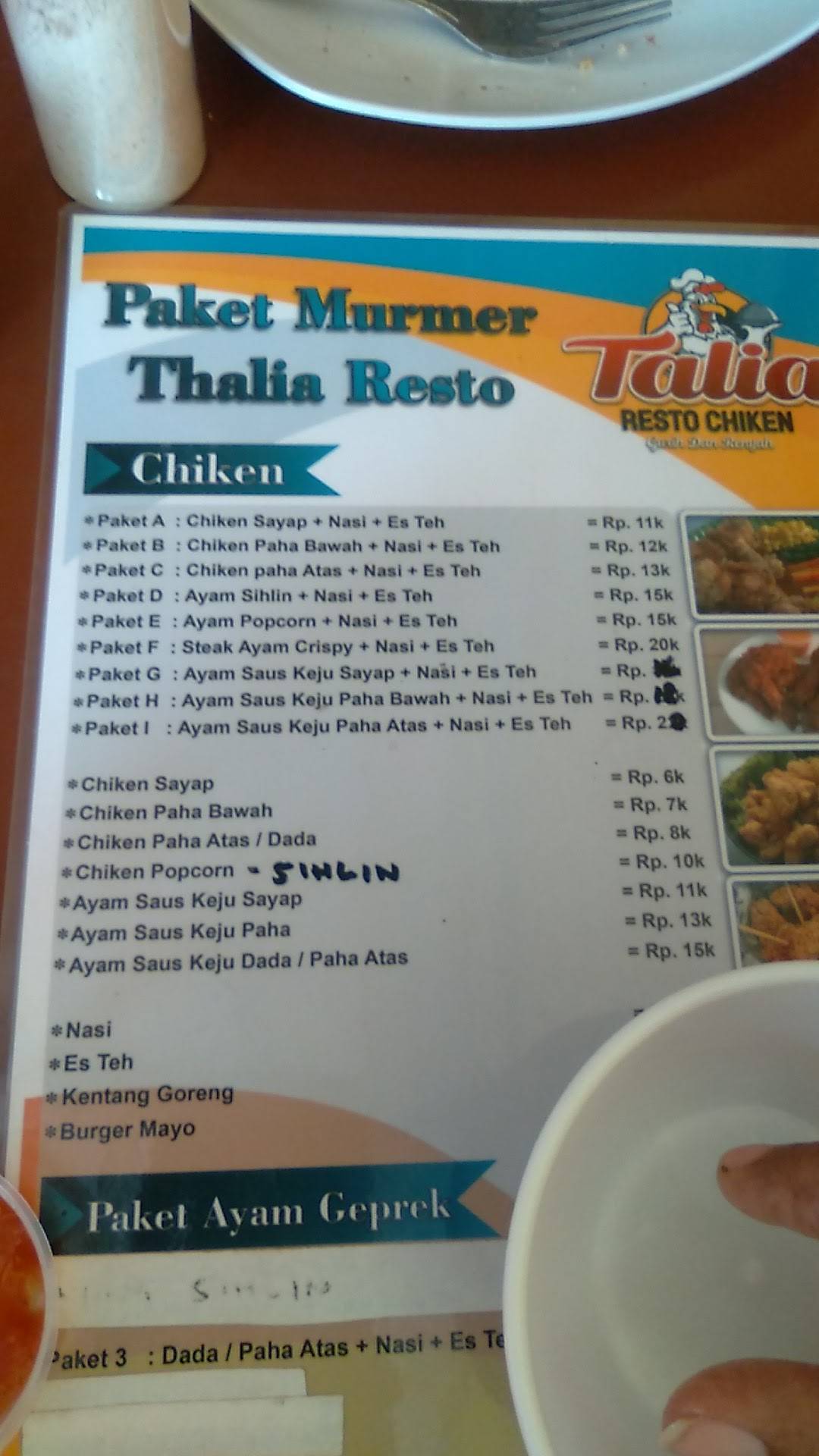 Menu at Talia Resto Chicken restaurant, Garawangi