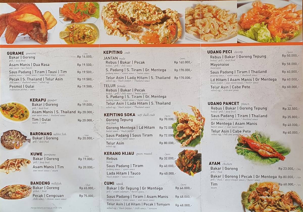 Menu at Telaga Seafood Modernland restaurant, Tangerang, Jl. Pulau ...