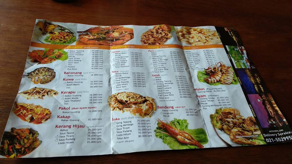 Menu at Telaga Seafood Modernland restaurant, Tangerang, Jl. Pulau ...