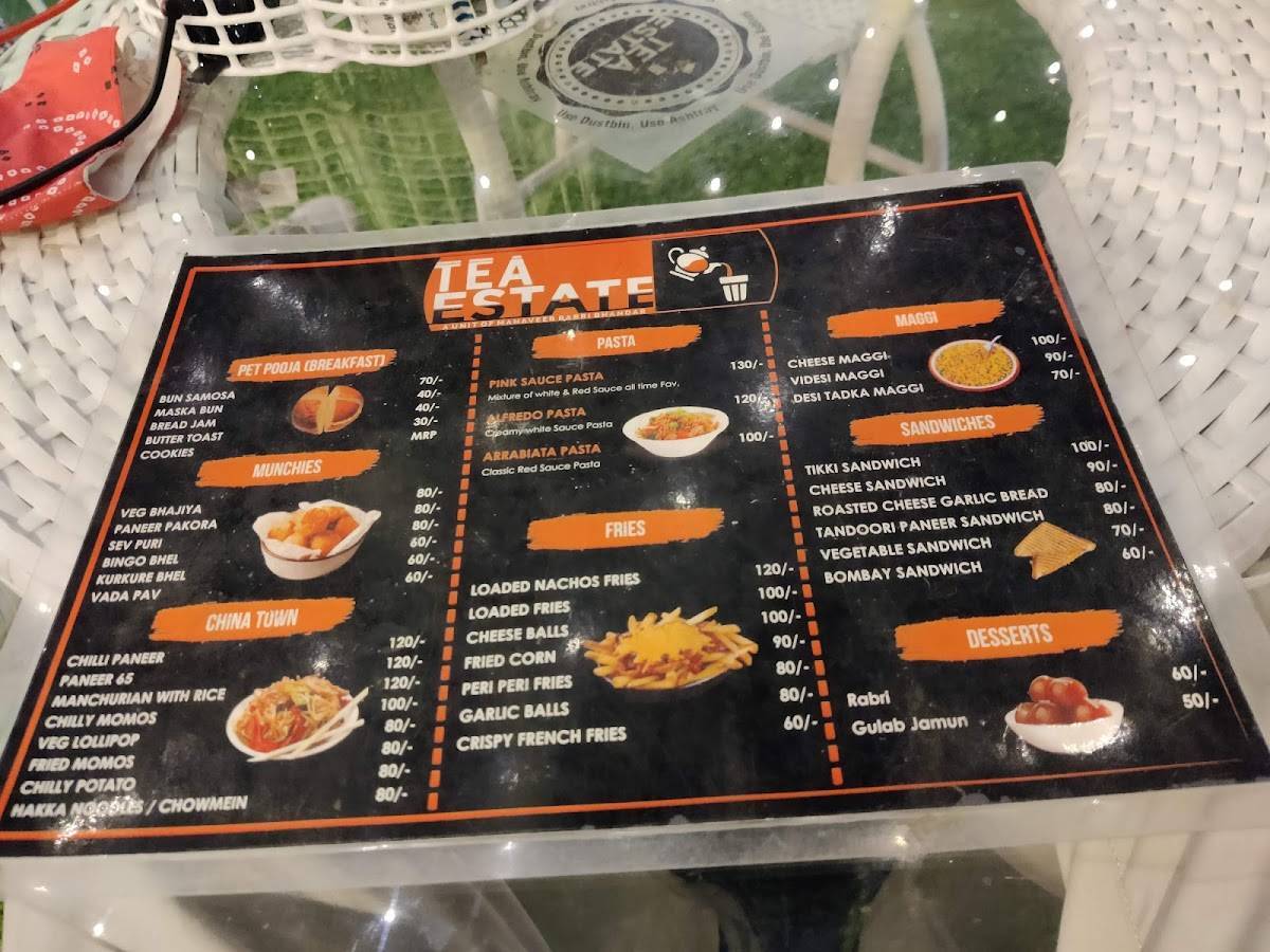Menu at Tea Estate, Jaipur