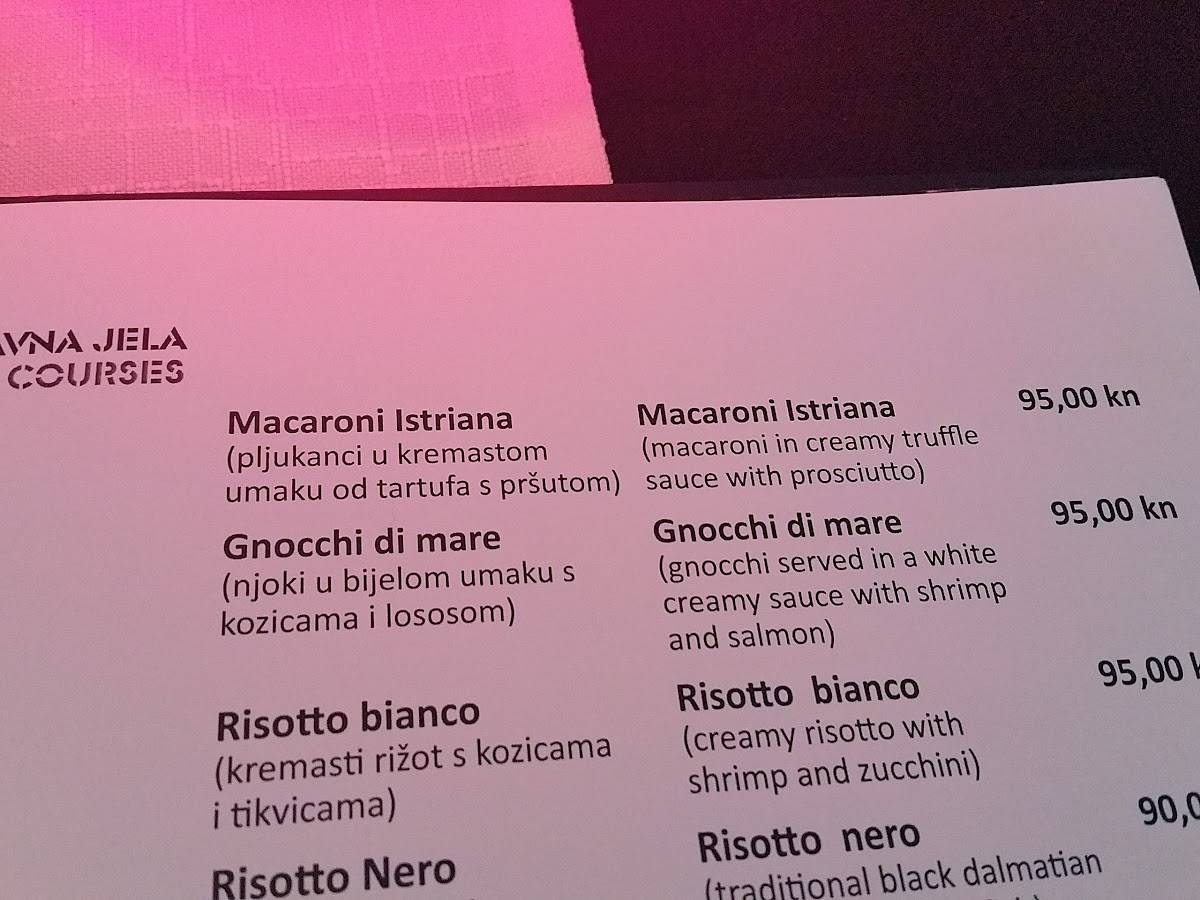 Menu at Teraca Vidilica restaurant, Split