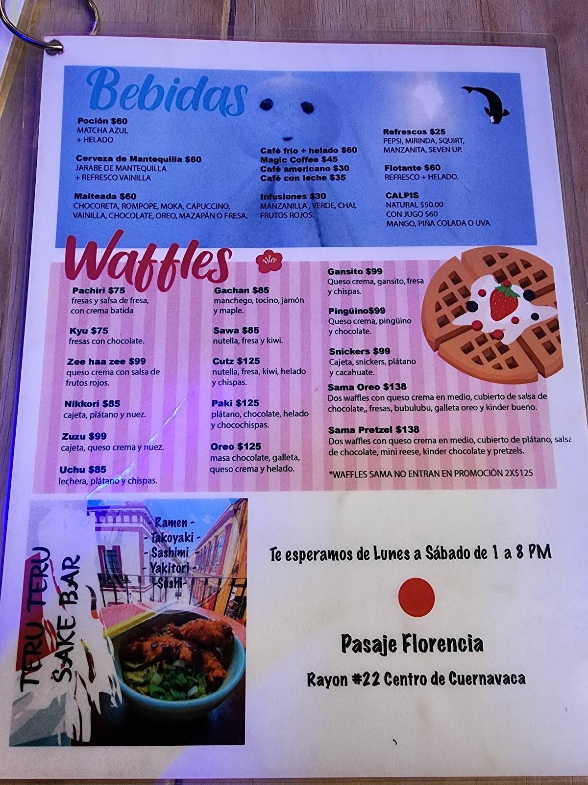 Carta de Teru Teru Manga Café, Cuernavaca