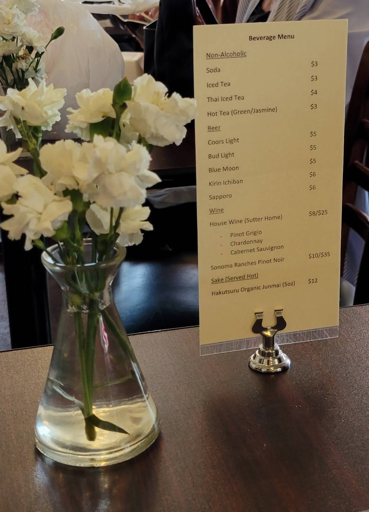 Menu at Thai Cortez restaurant, Cortez