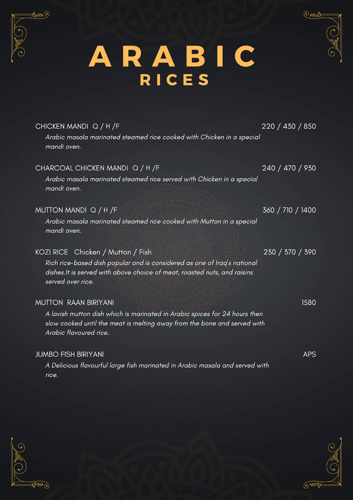 Menu at MRA Restaurant,Bakery & Cafe, Thalassery
