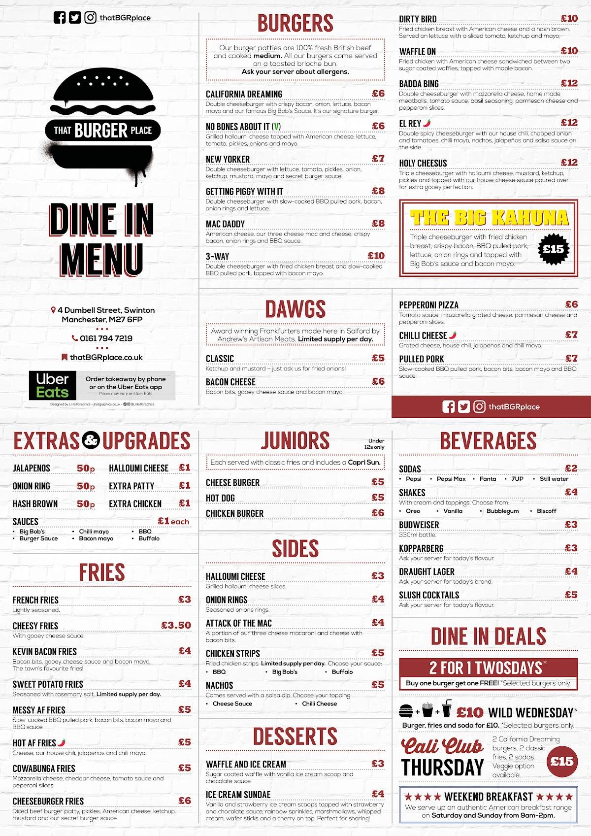 Menu at That Burger Place - Swinton restaurant, Manchester
