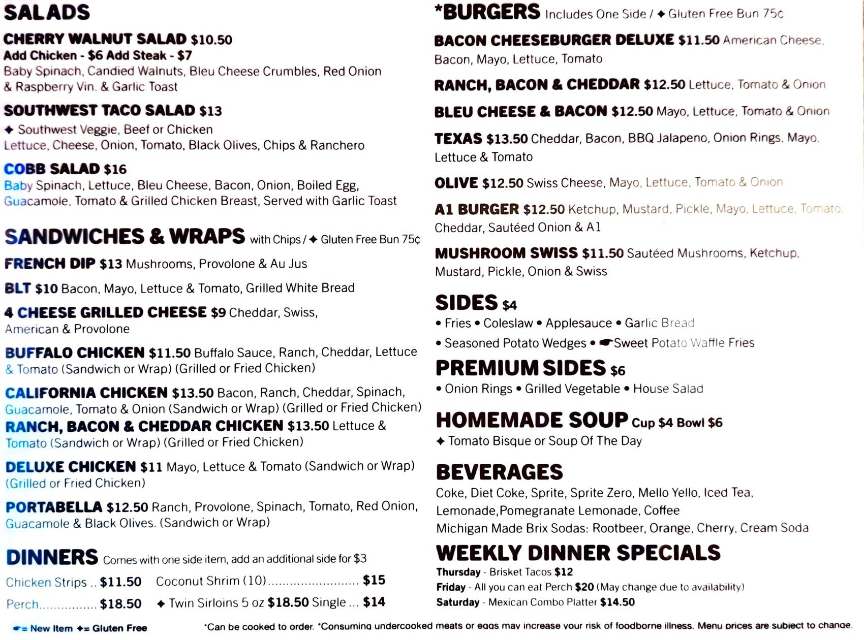 Menu at The Antler Pentwater pub & bar, Pentwater