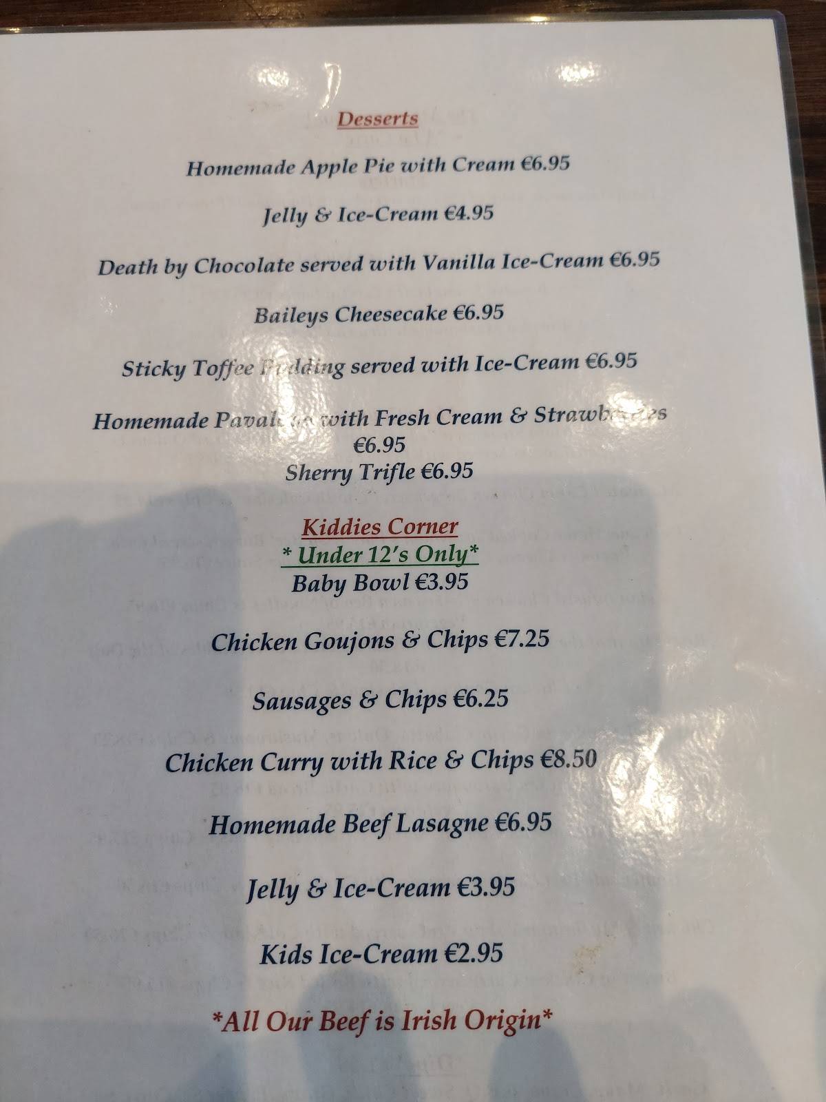 Menu at The Athgarvan Inn pub & bar, Newbridge