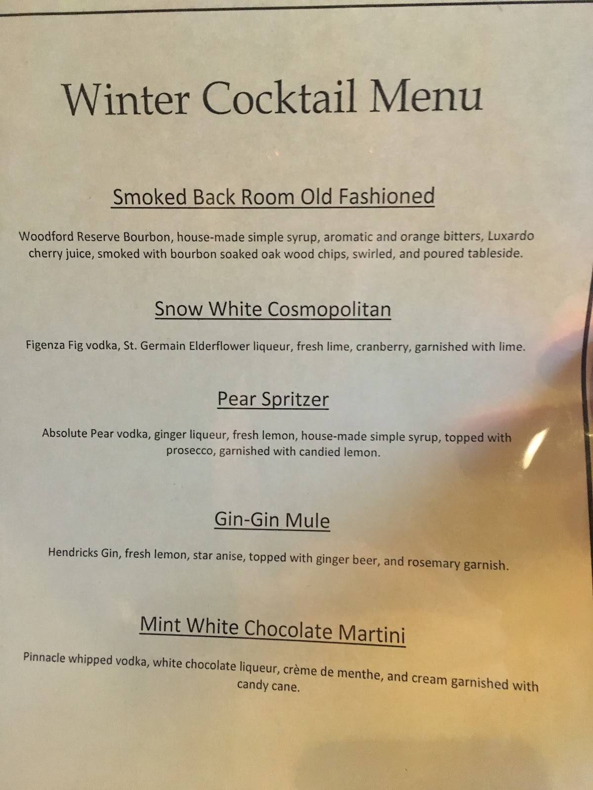 Menu at The Back Room Steakhouse, Apopka