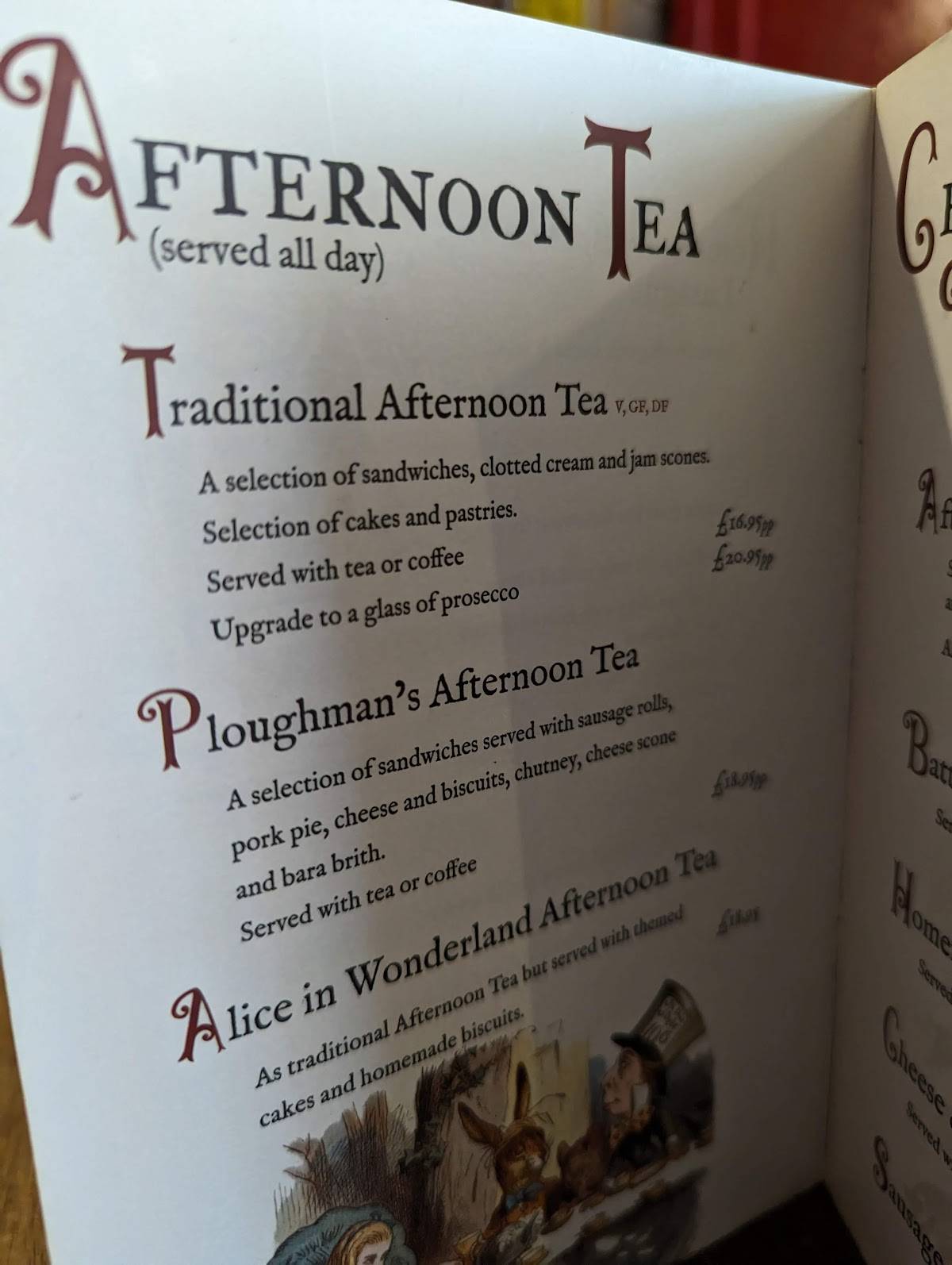 Menu at The Bay Tree Vintage Tea Room pub & bar, Welshpool