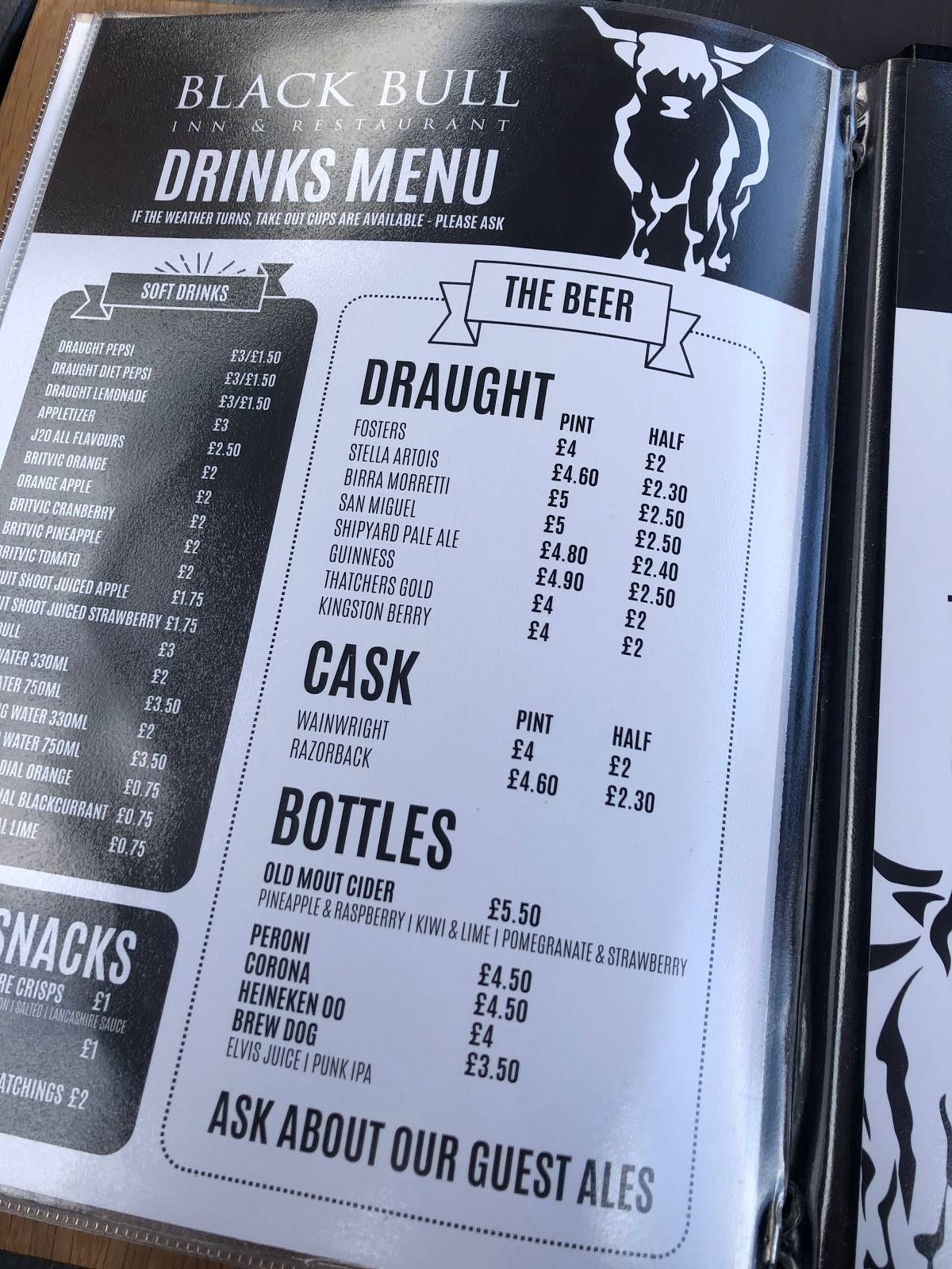 Menu at The Black Bull Inn & Restaurant, Blackburn, Old Langho Rd