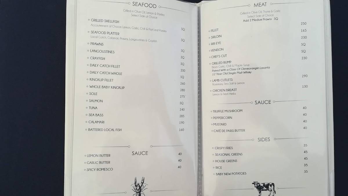 Menu at The Bungalow restaurant, Cape Town, Glen Country Club, 3 ...