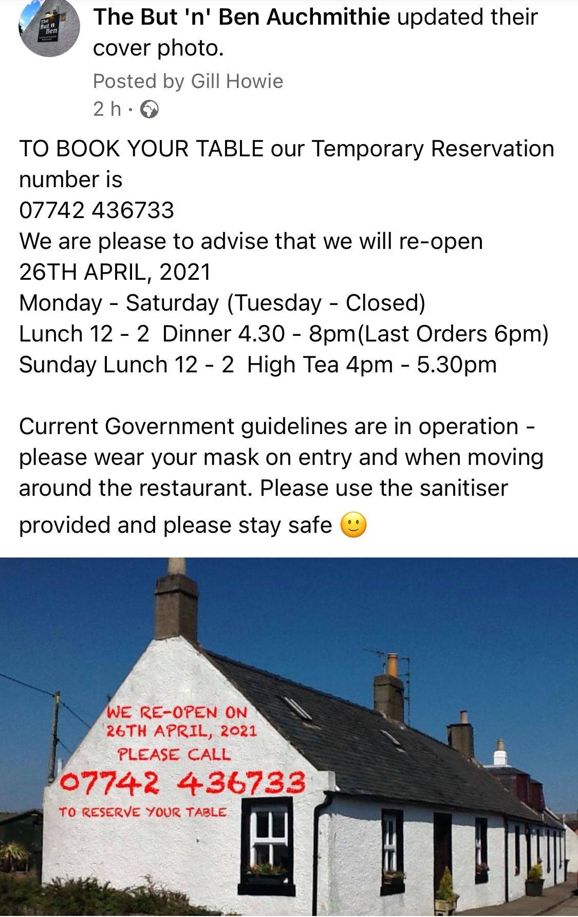 Menu at The But 'n' Ben restaurant, Arbroath