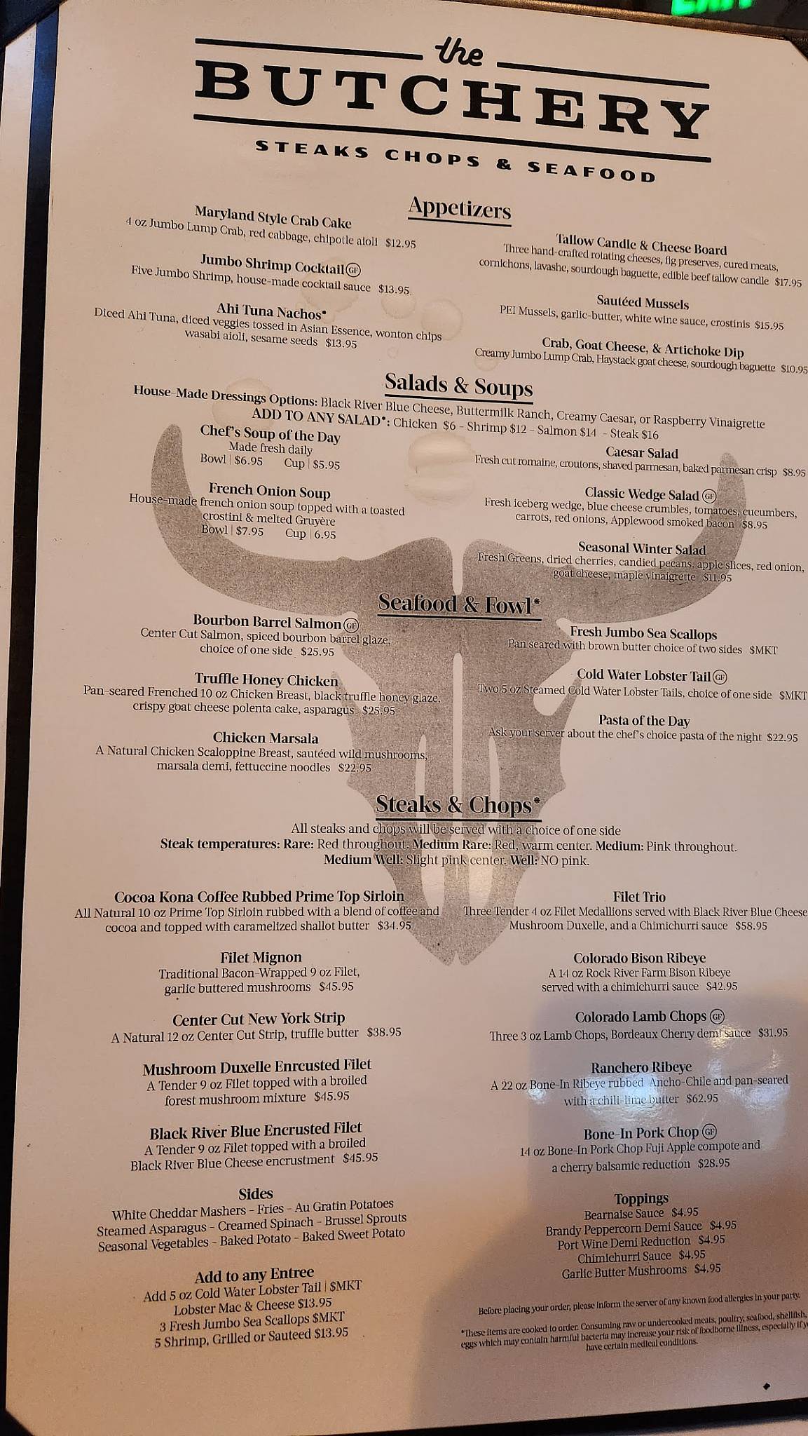 Menu at The Butchery- Steaks, Chops & Seafood steakhouse, Arvada
