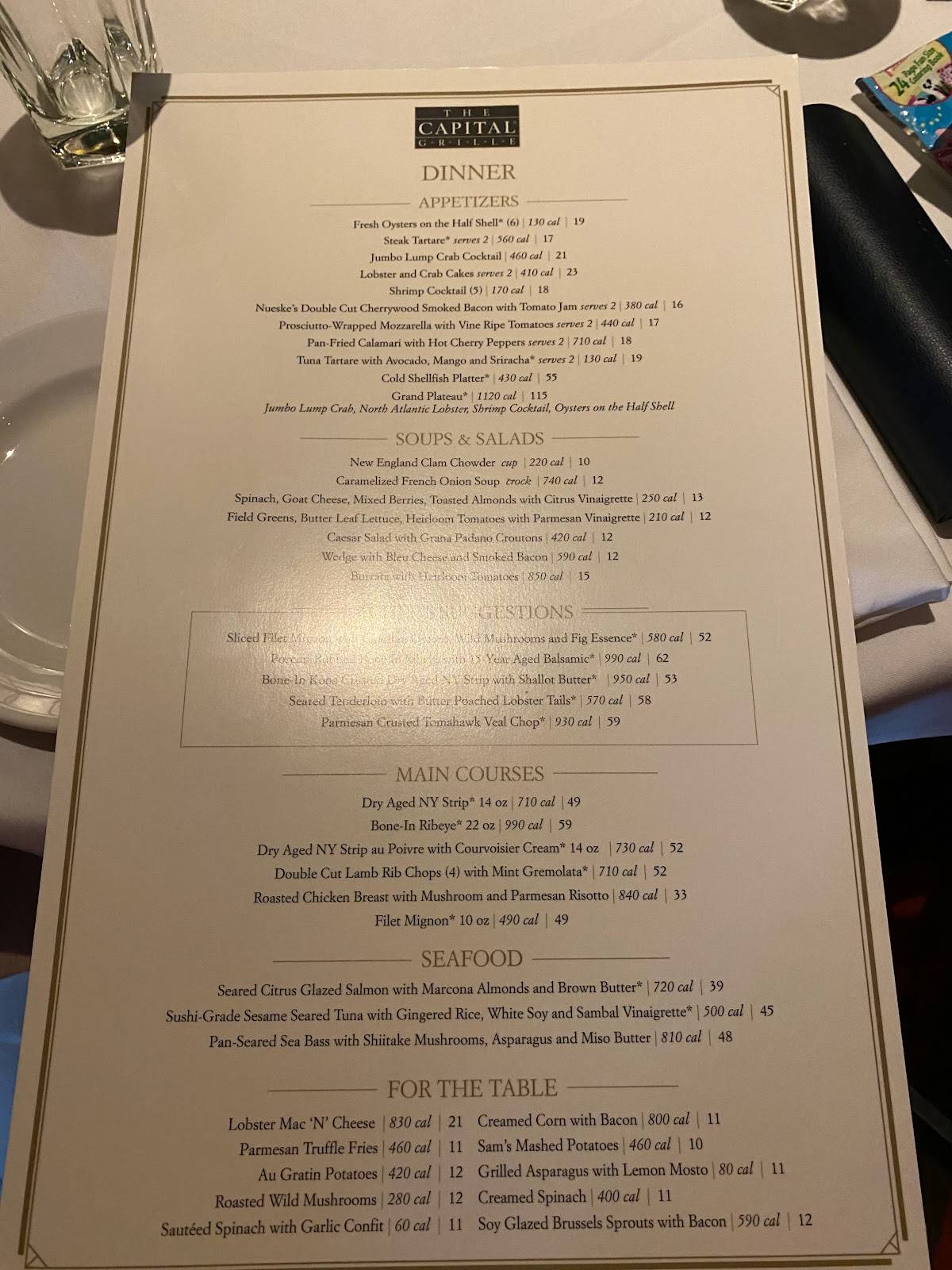 Menu at The Capital Grille pub & bar, Raleigh