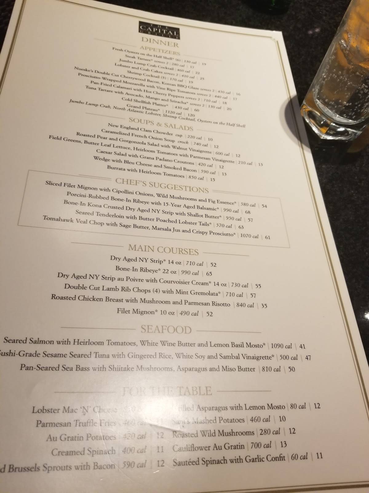 Menu at The Capital Grille pub & bar, Raleigh