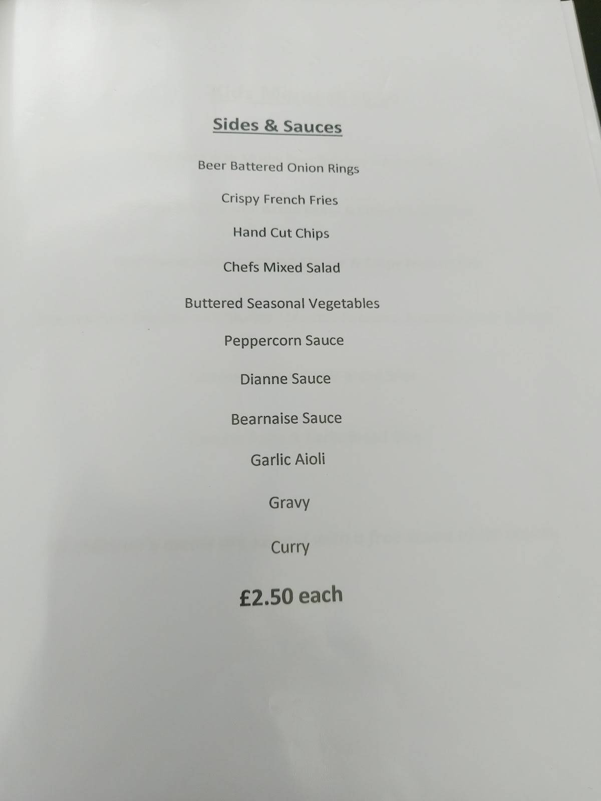 Menu at The Cherry Tree - Stakeford pub & bar, Choppington, The Cherry Tree